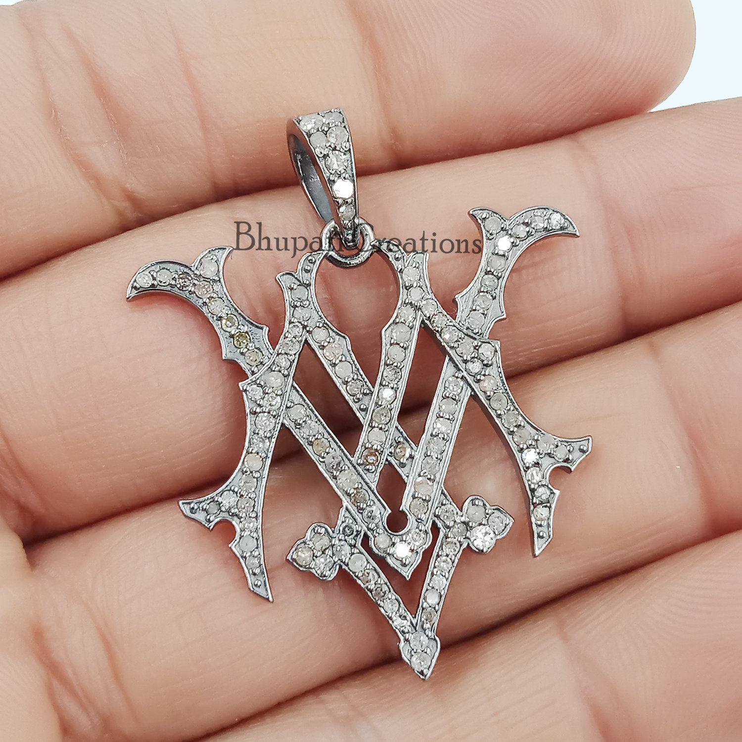 Cubic Zirconia Monogram MV-VM Letter Monogram Custom Initial - Etsy