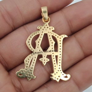 14k Gold Vermeil Monogram, AR-RA Monogram Pendant Designer Pendant ...