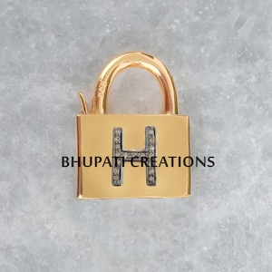 Gold Vermeil H Initial Padlock Jewelry, Custom Initial Padlock ...