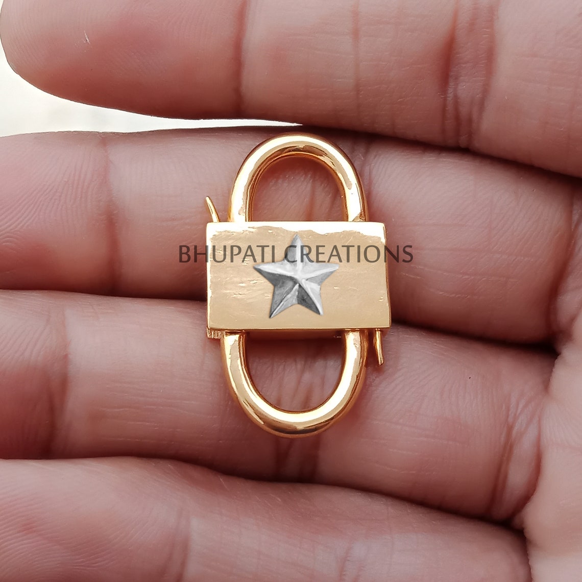 14k Micro Gold Plated Plain Star Padlock Jewelry Handmade - Etsy