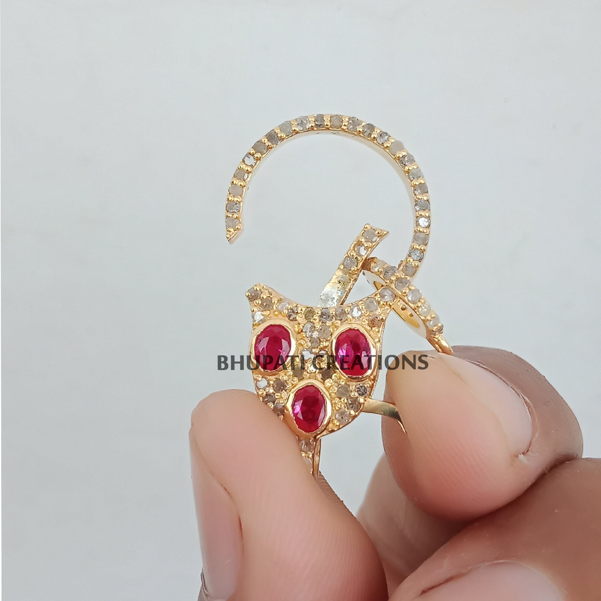 14k Gold Vermeil Clasp Lock Pave Diamond Clasp Lock Ruby | Etsy