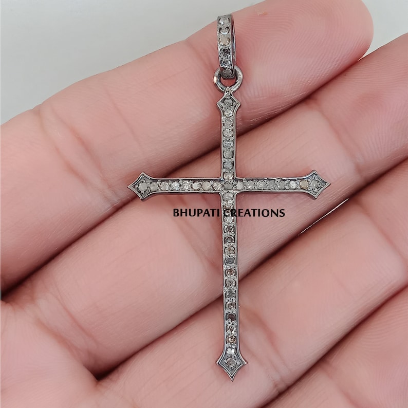 Pave Diamond Cross Pendant Genuine Diamond Cross Pendant 925 | Etsy