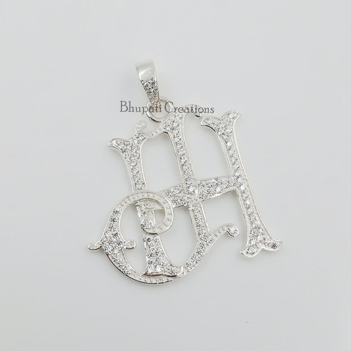925 Sterling Silver Monogram, Cubic Zirconia Letter Monogram, JH-HJ ...