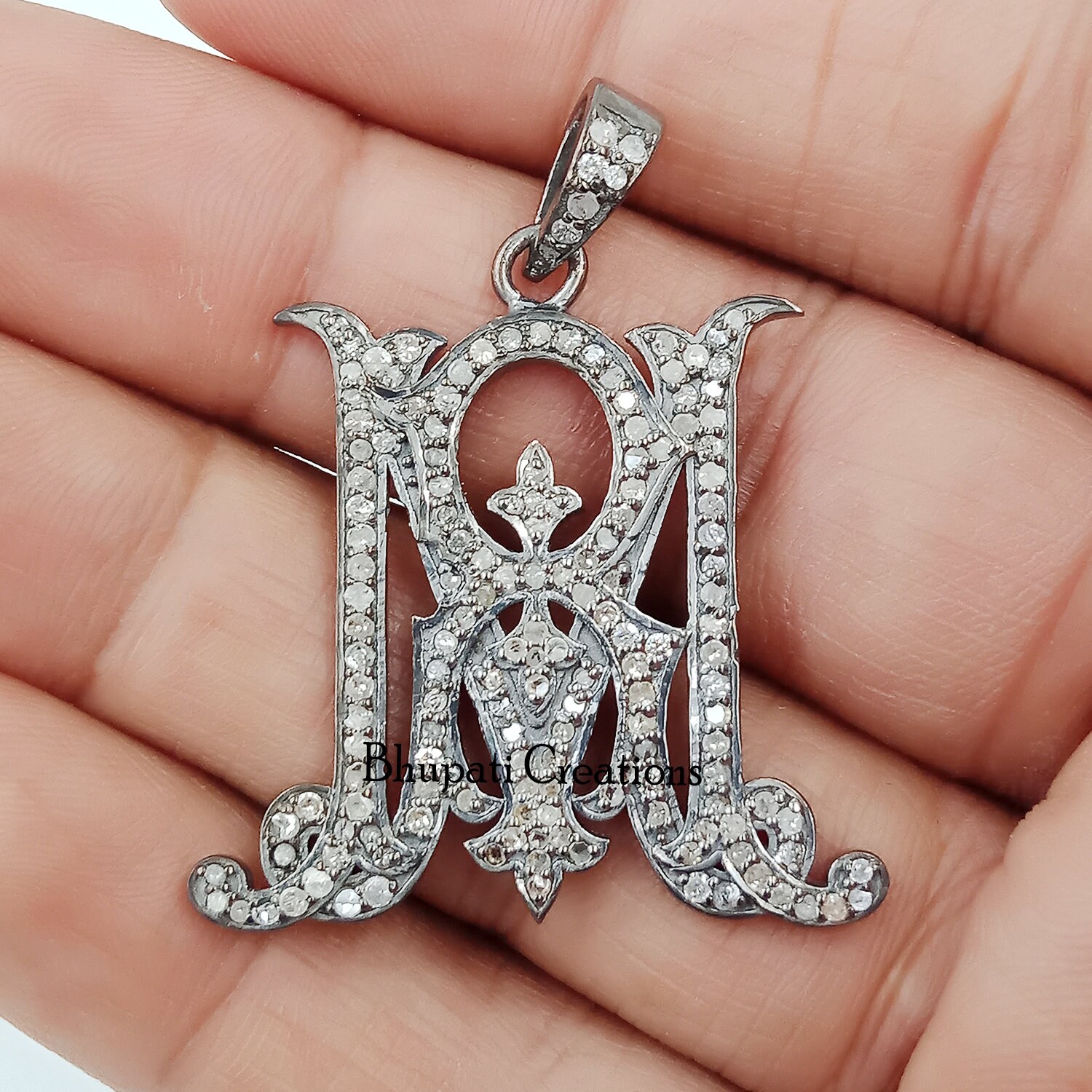 Single Cut Diamond Monogram BE-EB Letter Monogram Pendant - Etsy