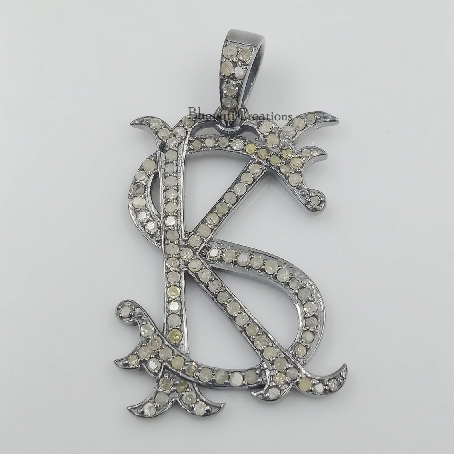 14K Yellow Gold Plated Monogram Cubic Zircon Monogram SK-KS - Etsy