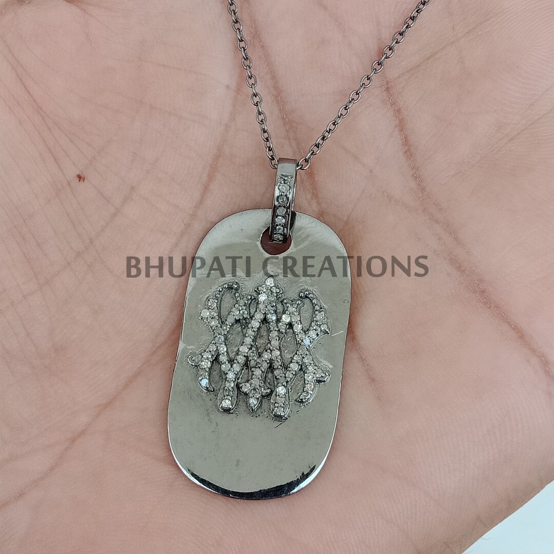 Black Oxidized Custom Letter Dog Tag Necklace, Tow Letter Dog Tag ...