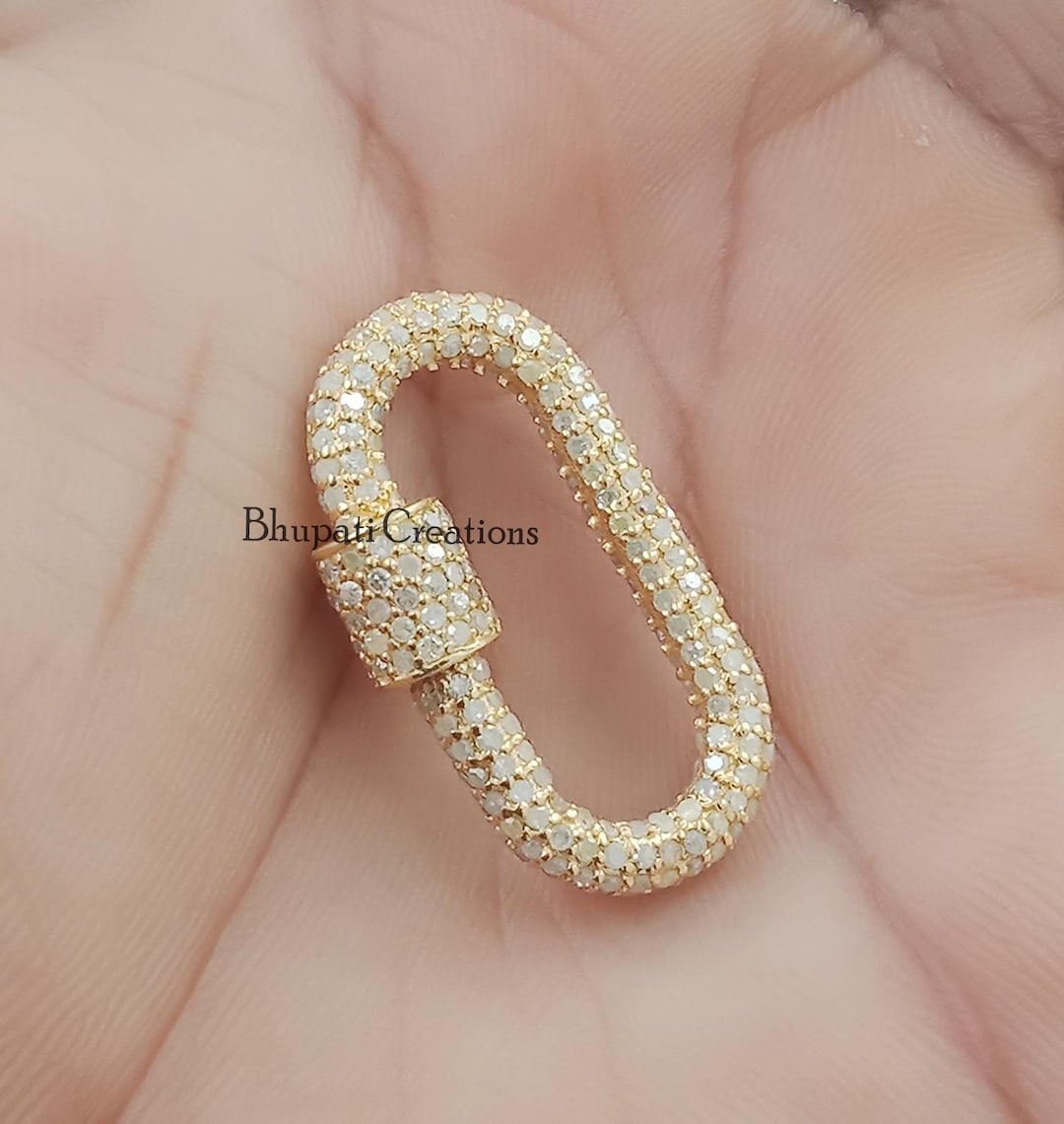 14k Solid Gold Diamond Carabiner Lock Necklace Jewelry - Etsy