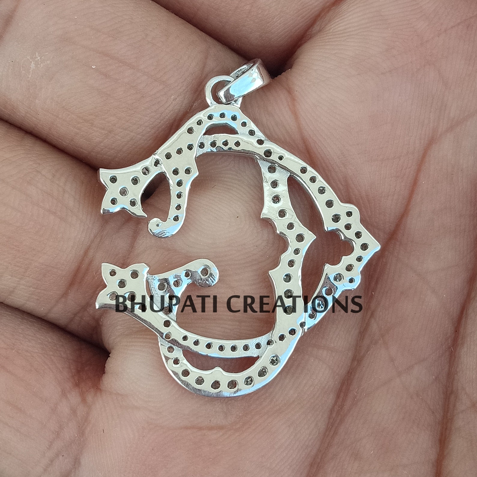 Pave Diamond Sterling Silver Custom Initial Monogram Pendant - Etsy