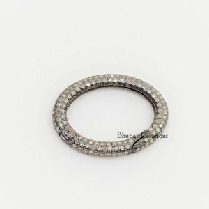 Oval Pave Diamond Clasp Lock, 925 Sterling Silver Diamond Clasp Lock ...