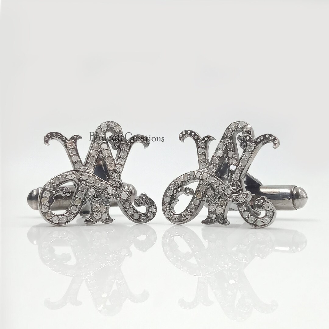 Single Cut Diamond AV-VA Letter Cuff Links, Personalized Cuff Links ...