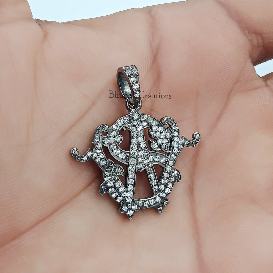 Pave Diamond WS Monogram Pendant, Diamond Initials, Custom Initials ...