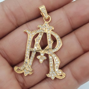 14k Gold Vermeil Monogram, AR-RA Monogram Pendant Designer Pendant ...