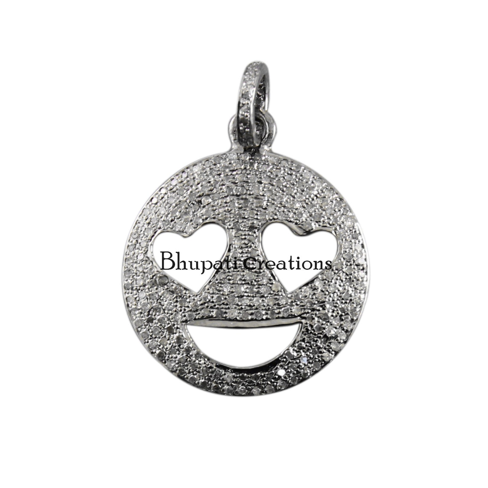 Pave Diamond Smiley Pendants 925 Sterling Silver Smiley - Etsy
