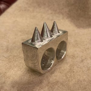 Solid Sterling Silver Double Spiked Ring - Etsy