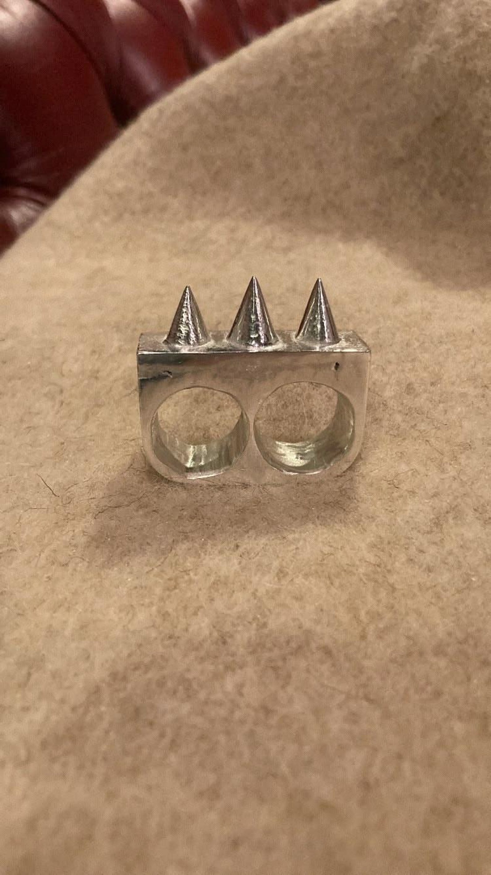 Solid Sterling Silver Double Spiked Ring - Etsy