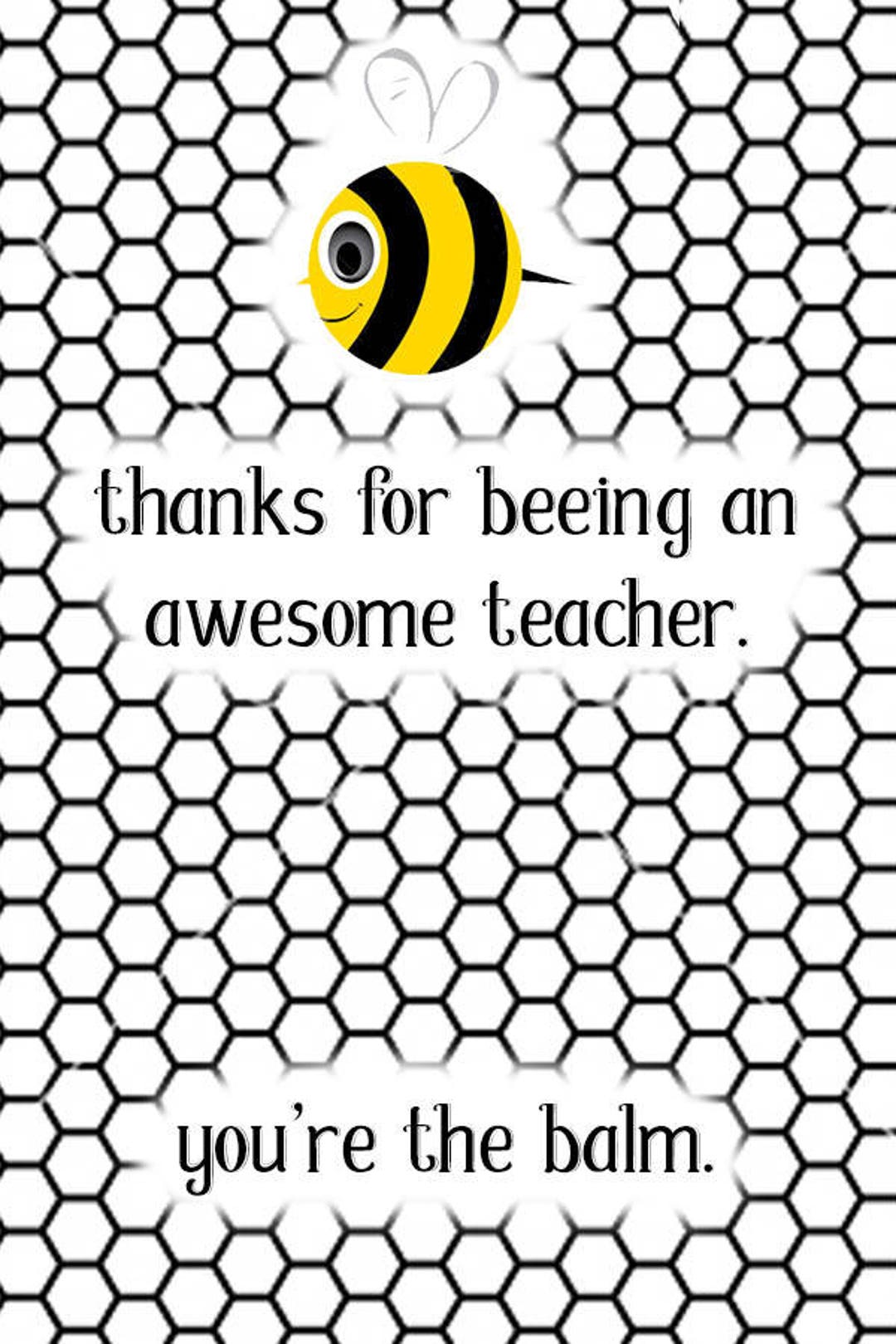 Teacher Thank You Card Bee Digital File - Etsy