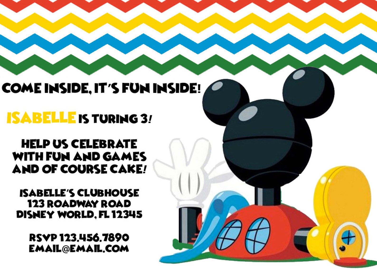 Mickey Mouse Clubhouse Birthday Invitation Digital File - Etsy