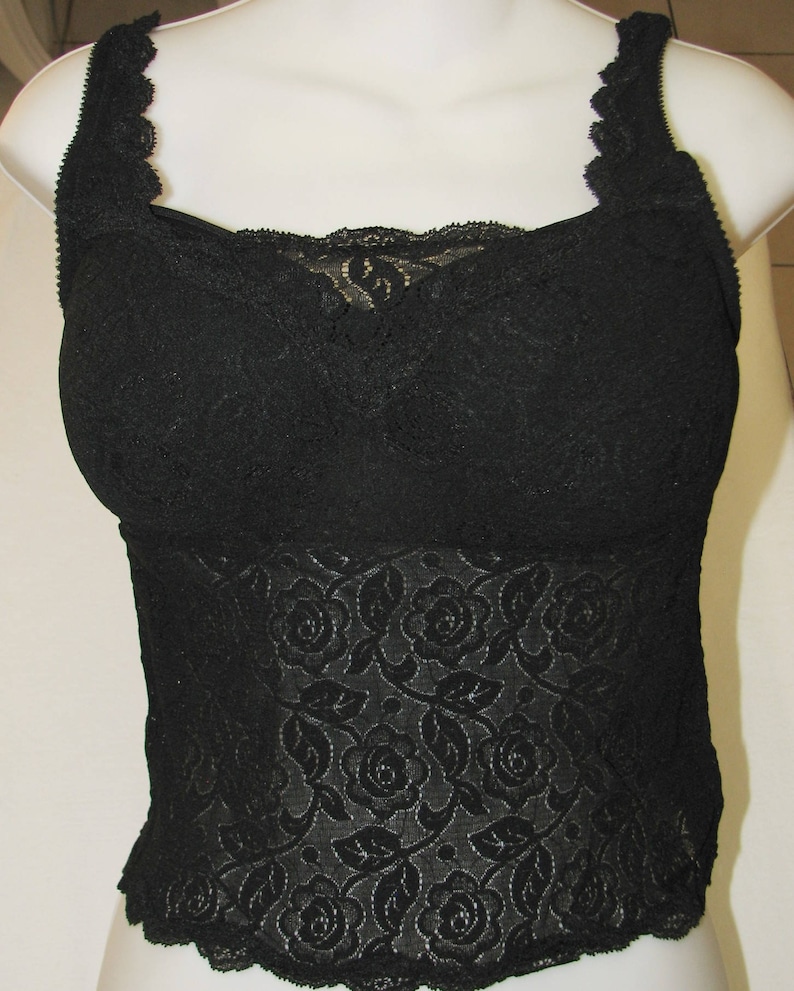 Black Lace Camisole With Fully Stuffed Padded Cups | Etsy