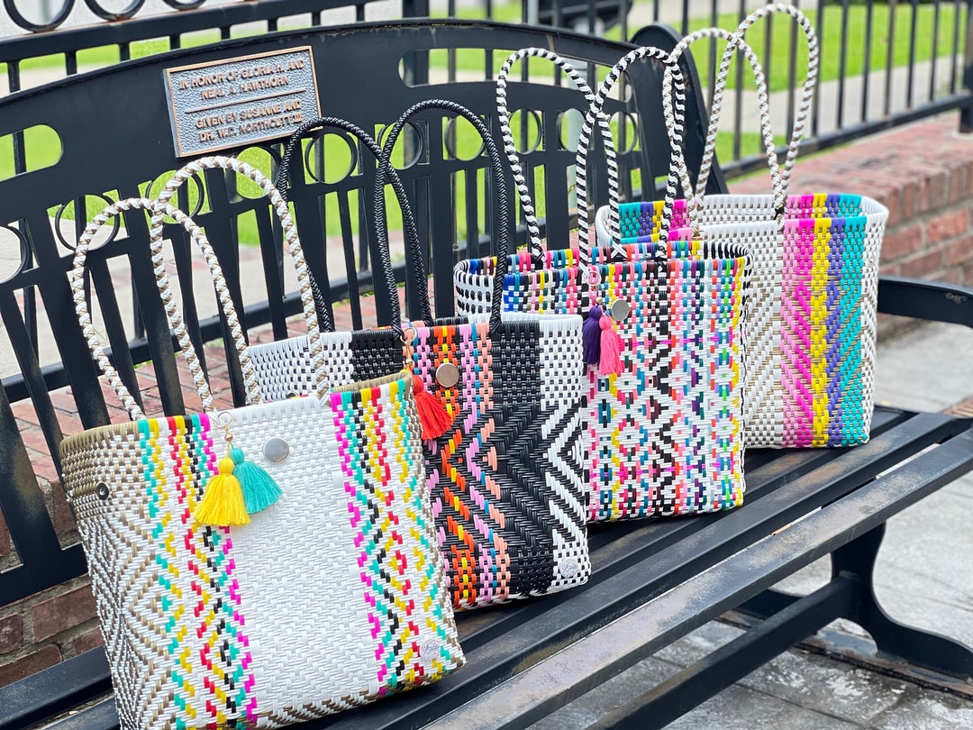 Large Mexican Handwoven, Market Bags, Mexican Basket, Mexican Plastic ...