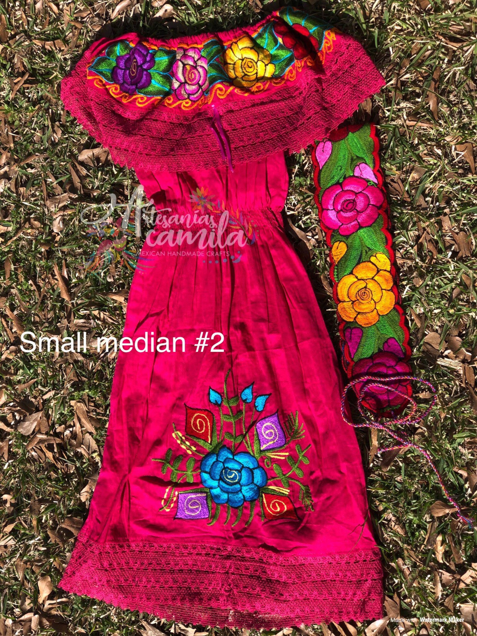 Small- Median Mexican Fiesta Dresses - Includes Belt - Embroidery Coco ...