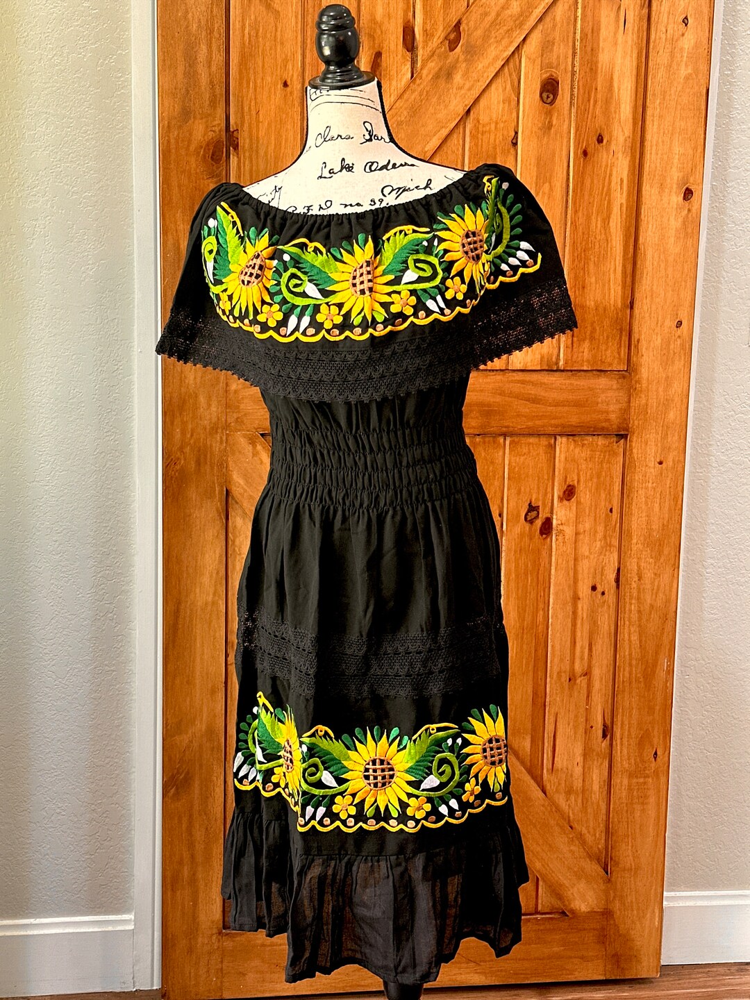 Mexican Fiesta Dress - Embroidered Dress- Xl- 2xl Sunflower Dress - Etsy