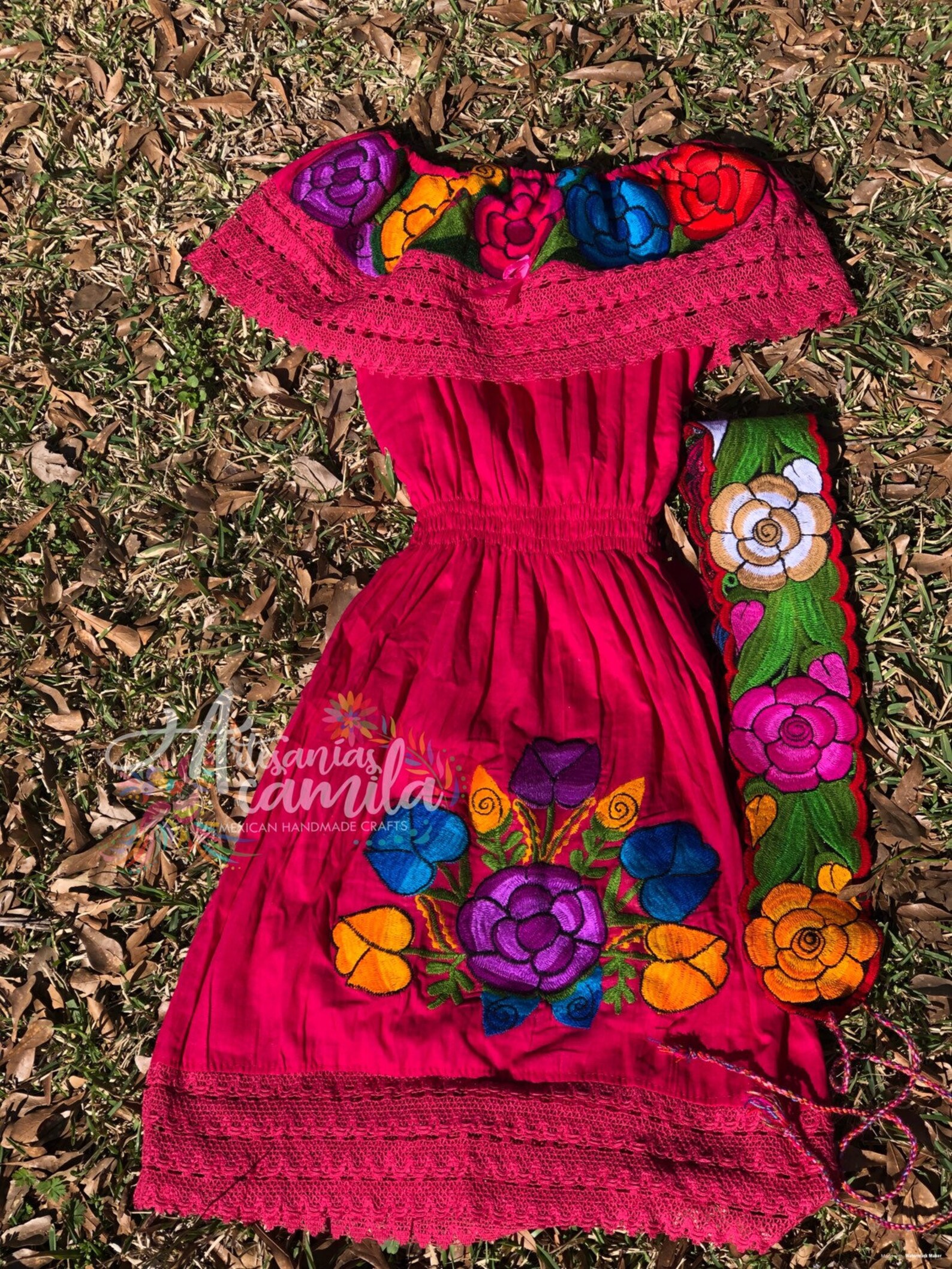 Small- Median Mexican Fiesta Dresses - Includes Belt - Embroidery Coco ...