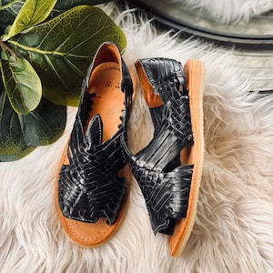 Pachuco Black Woman’s Huarache Sandal - Mexican Style Boho Hippie All ...