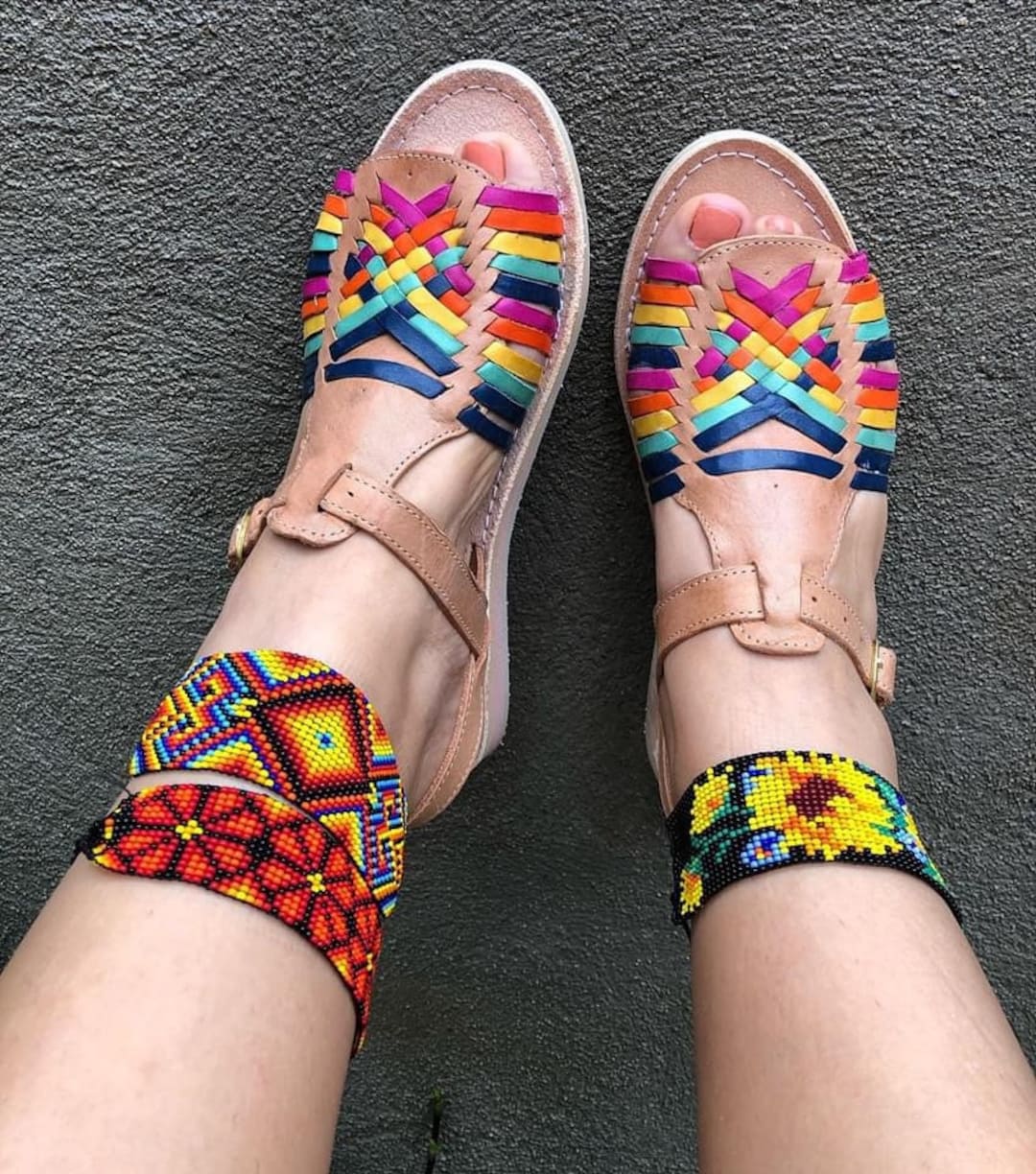 Rainbow Huarache Sandal - Mexican Style Boho Hippie All Sizes- 5-10 ...
