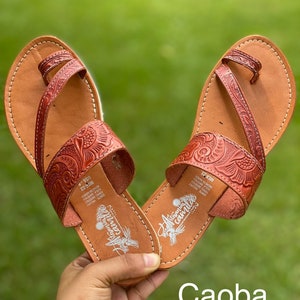 Huarache Tooled Leather Sandal All Sizes Boho- Hippie Vintage Mexican ...