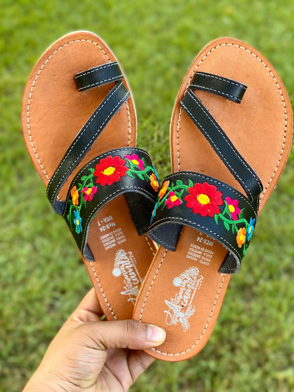 Huarache embroidered Leather sandal All Sizes Boho Hippie | Etsy