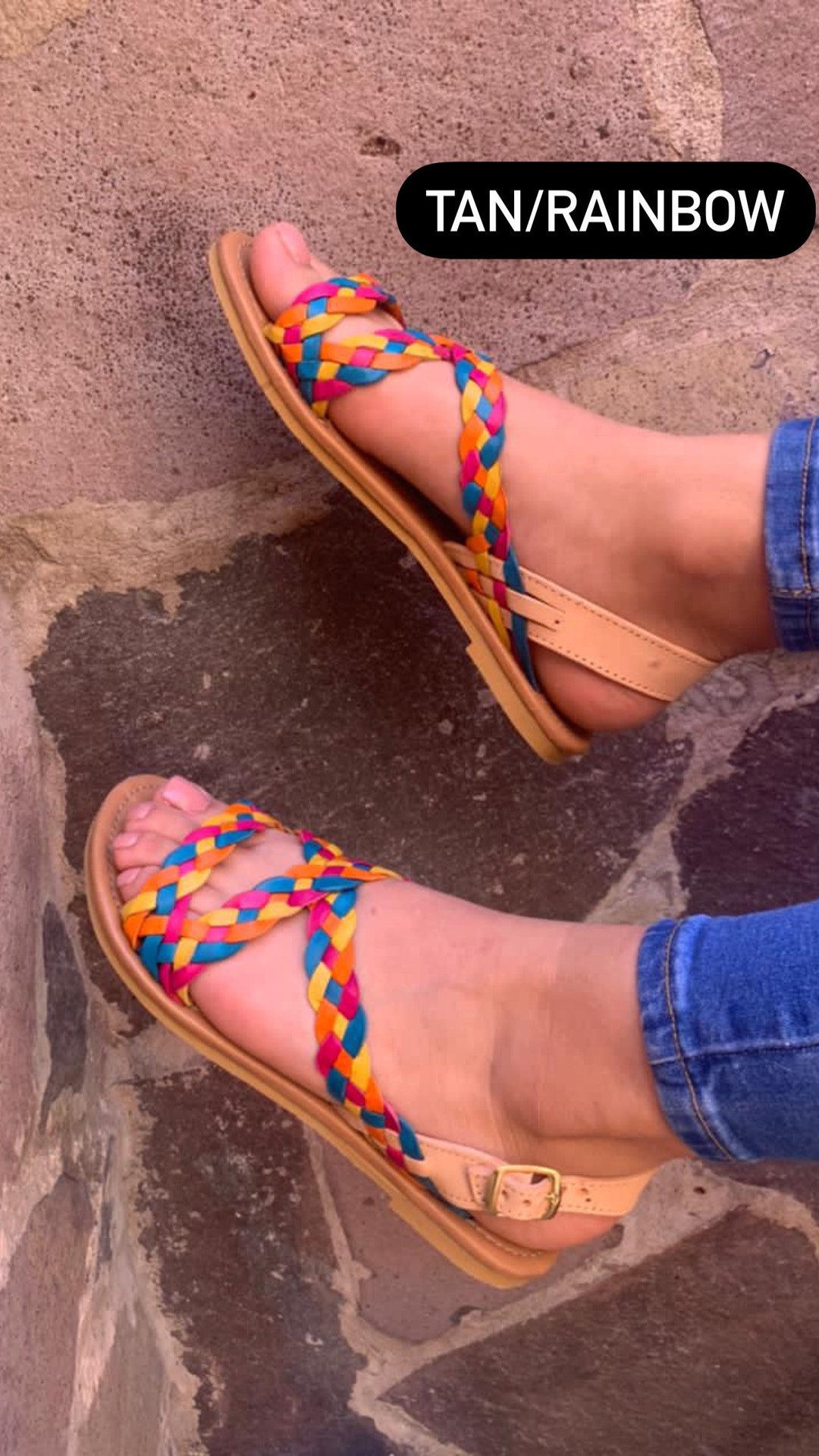 Mexican Leather Huarache Rainbow All Sizes Boho- Hippie Vintage ...