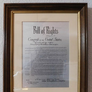Congress of the United States Framed Bill of Rights/framed Wall Hanger ...