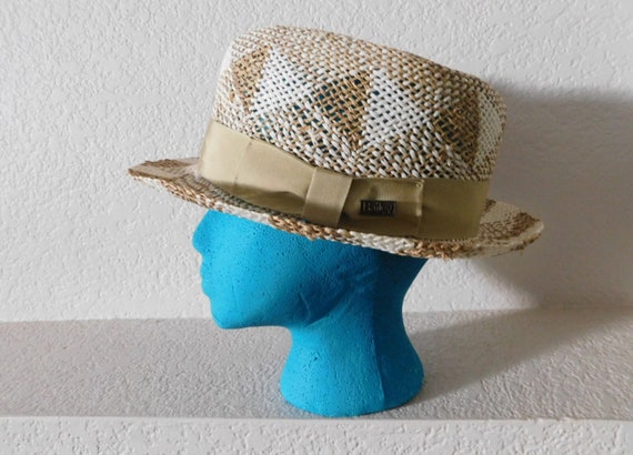 Bailey men's natural fiber fedora hat/beige white bro… - Gem