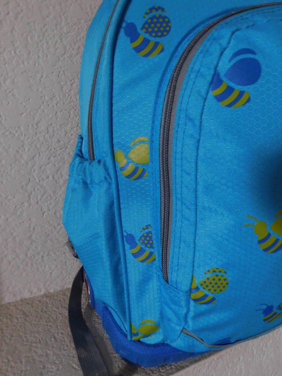 Vintage blue bumble bees rolling backpack/organizer h… - Gem