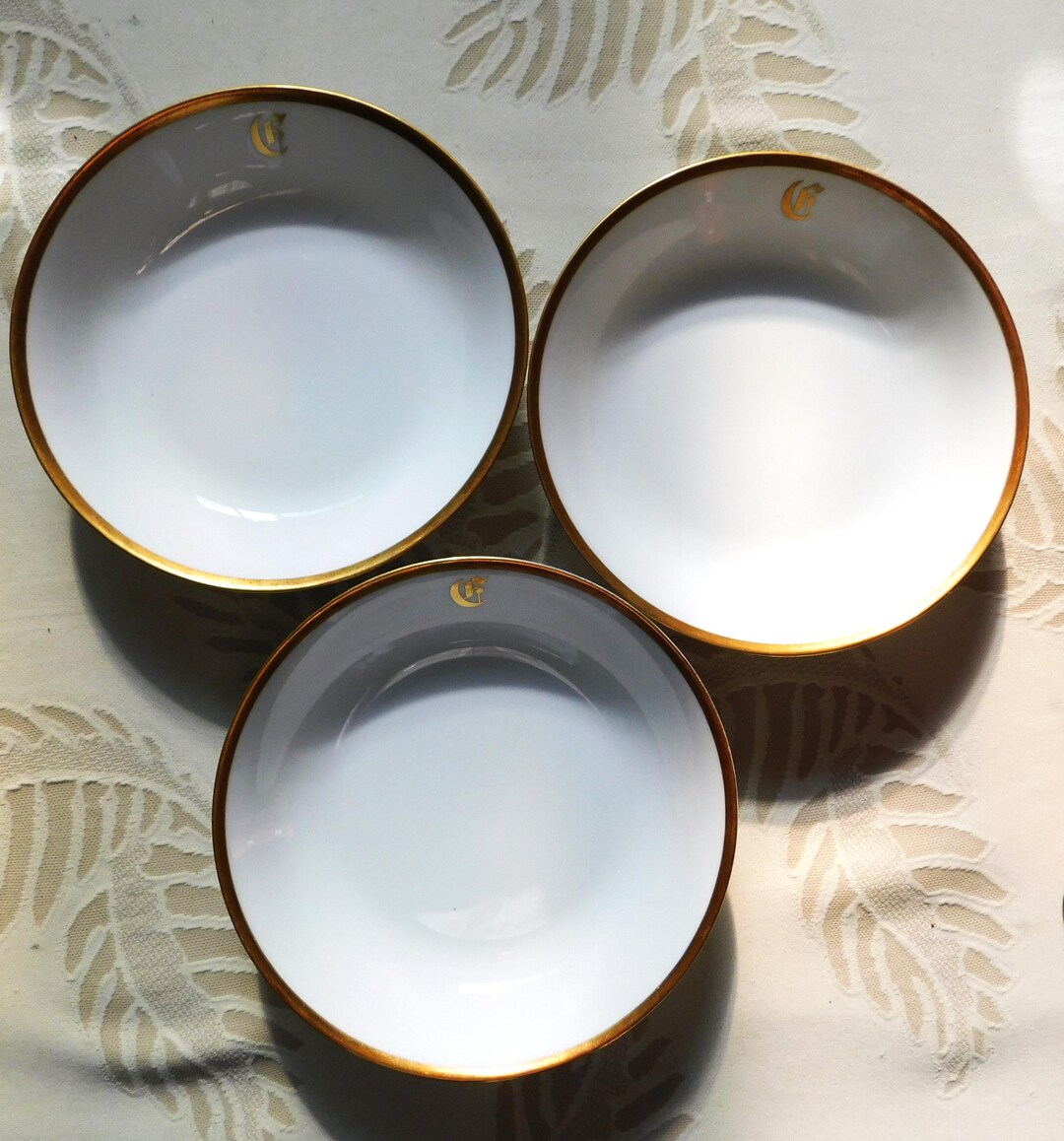 3 Monogram Limoges Depose C Arhenfeldt Gold Rim Soup Bowls 7.5"x7.5" - Etsy
