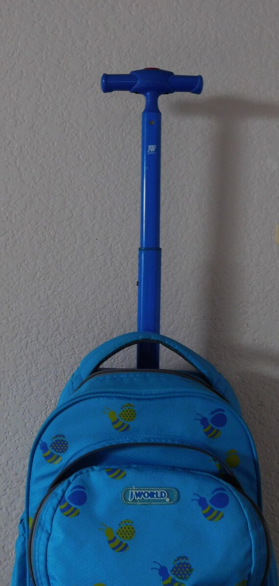 Vintage blue bumble bees rolling backpack/organizer h… - Gem