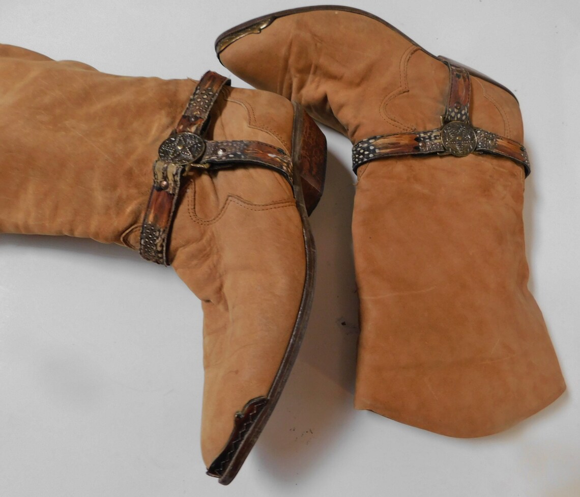 Colorado Country men's tan suede ankle boots/Harness | Etsy