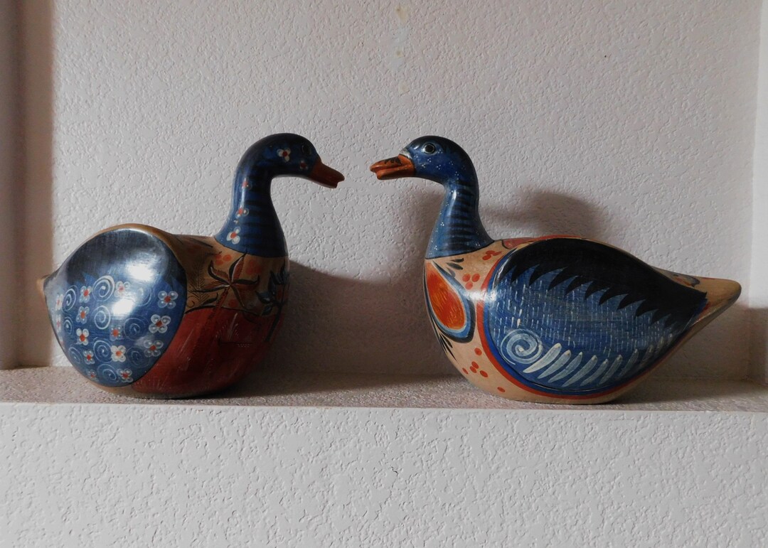 Vintage Decorative Hand Painted Large Ceramic Ducks/male Female Hand ...