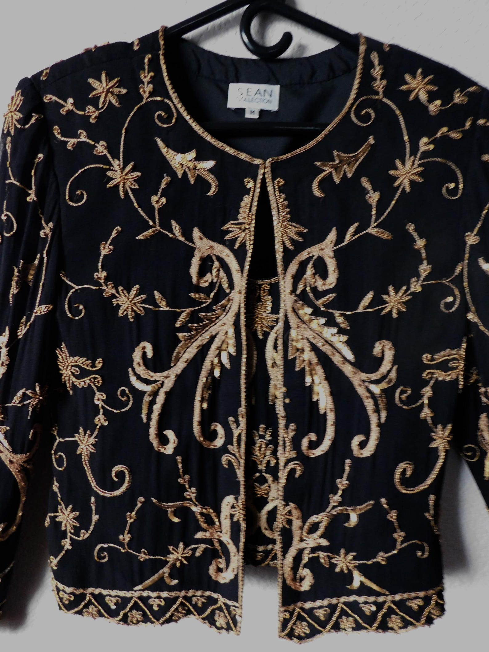 Sean Collection Size M Hand Stitched Beaded Squin Silk Jacket Tank Set ...