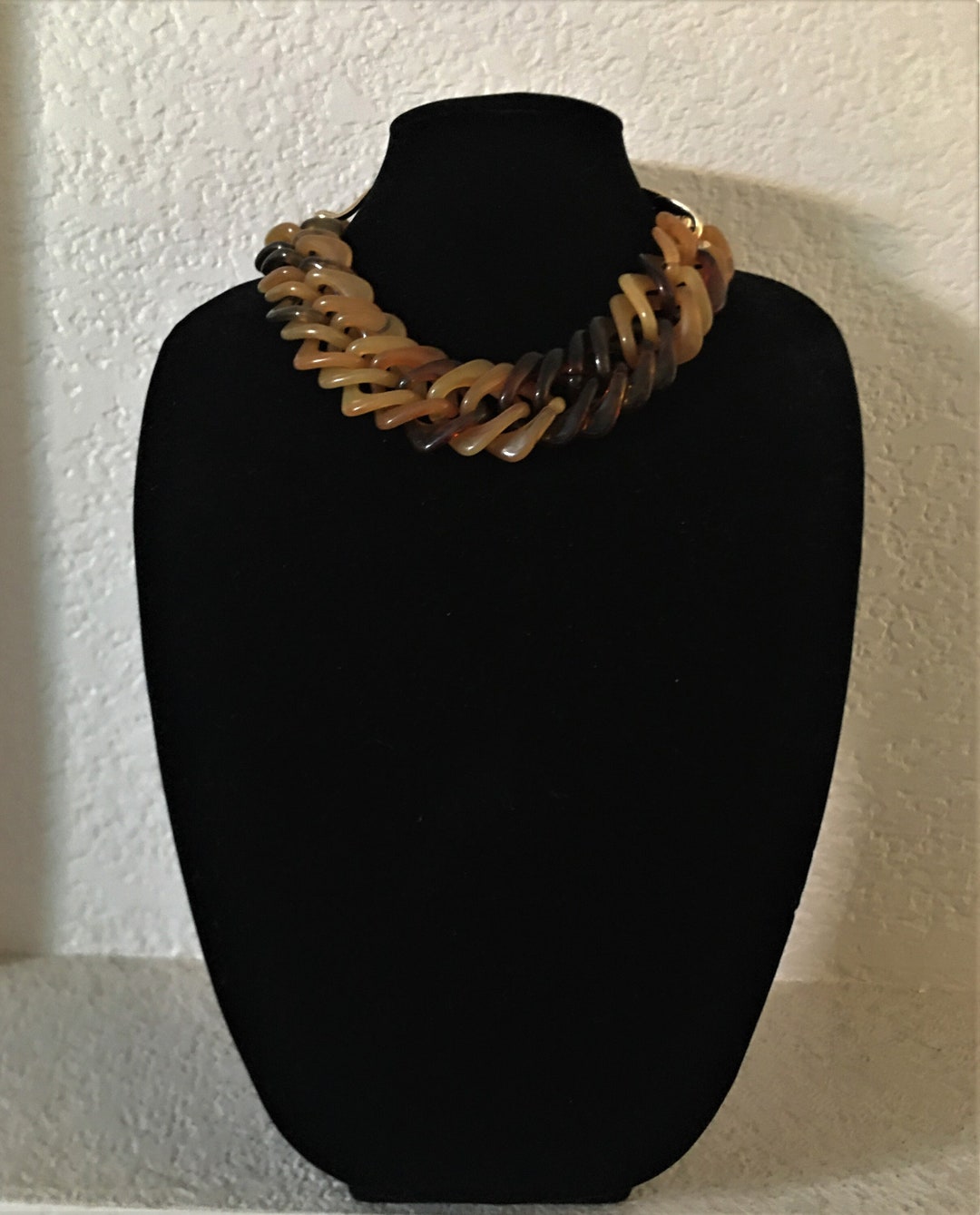 Vintage Chucky Chain Necklace/amber Brown Gold Chain Necklace/unique ...