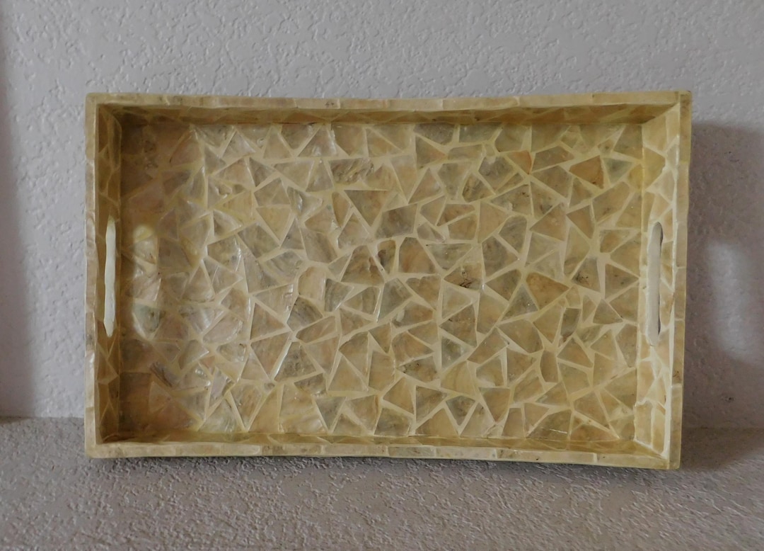 Mosaic Sea Shell Serving Tray/handles Rectangular Sea Shell Serving ...