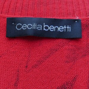 Cecilia Benetti Size M Red Knit Top/red Gold Embellished Beads Red Knit ...