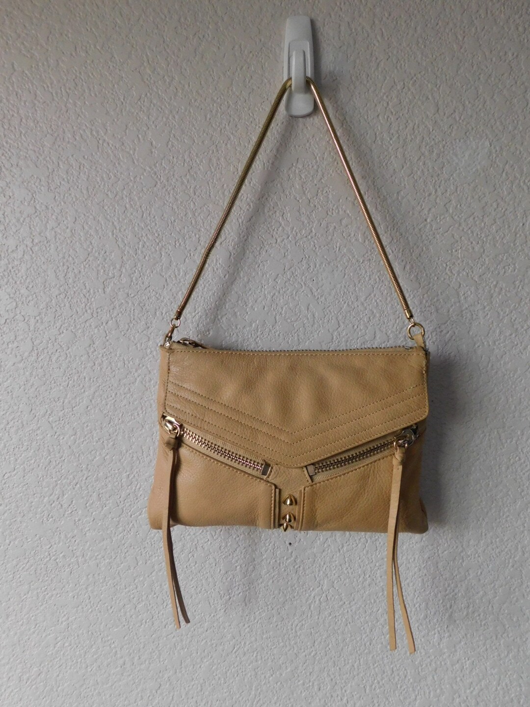 Vintage Botkier Tan Leather Crossbody Bag/snail Golden Chain Shoulder ...
