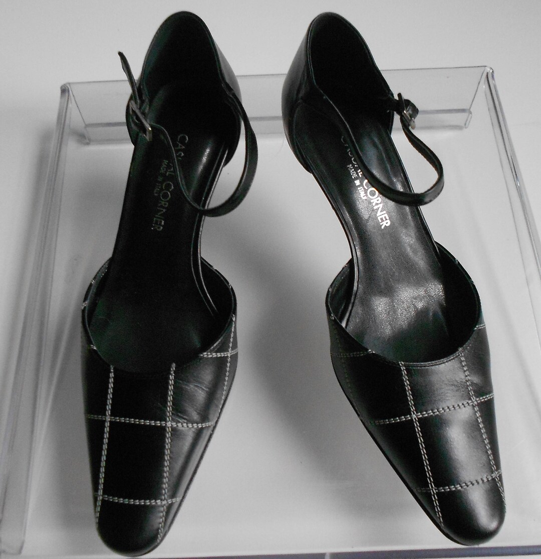 Casual Corner Black Spool Heels Shoes/made in Italy Spool Heel Shoes ...