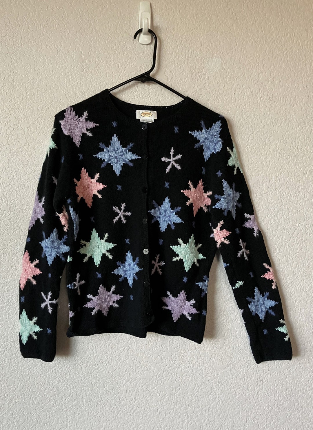 Talbots Size M Women's Blue Christmas Sweater/snowflakes Stars Xmas ...