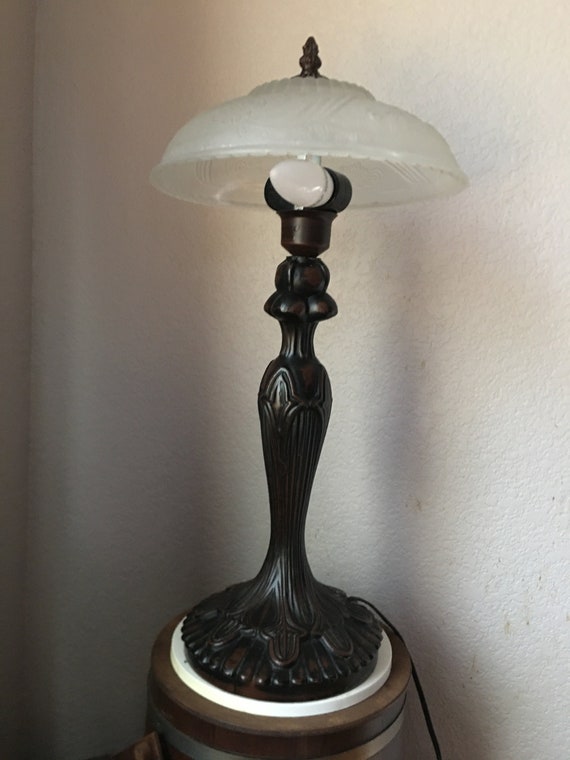 Mid-century Bronze Glass Shade Desk Lamp/bronze Lady's - Etsy