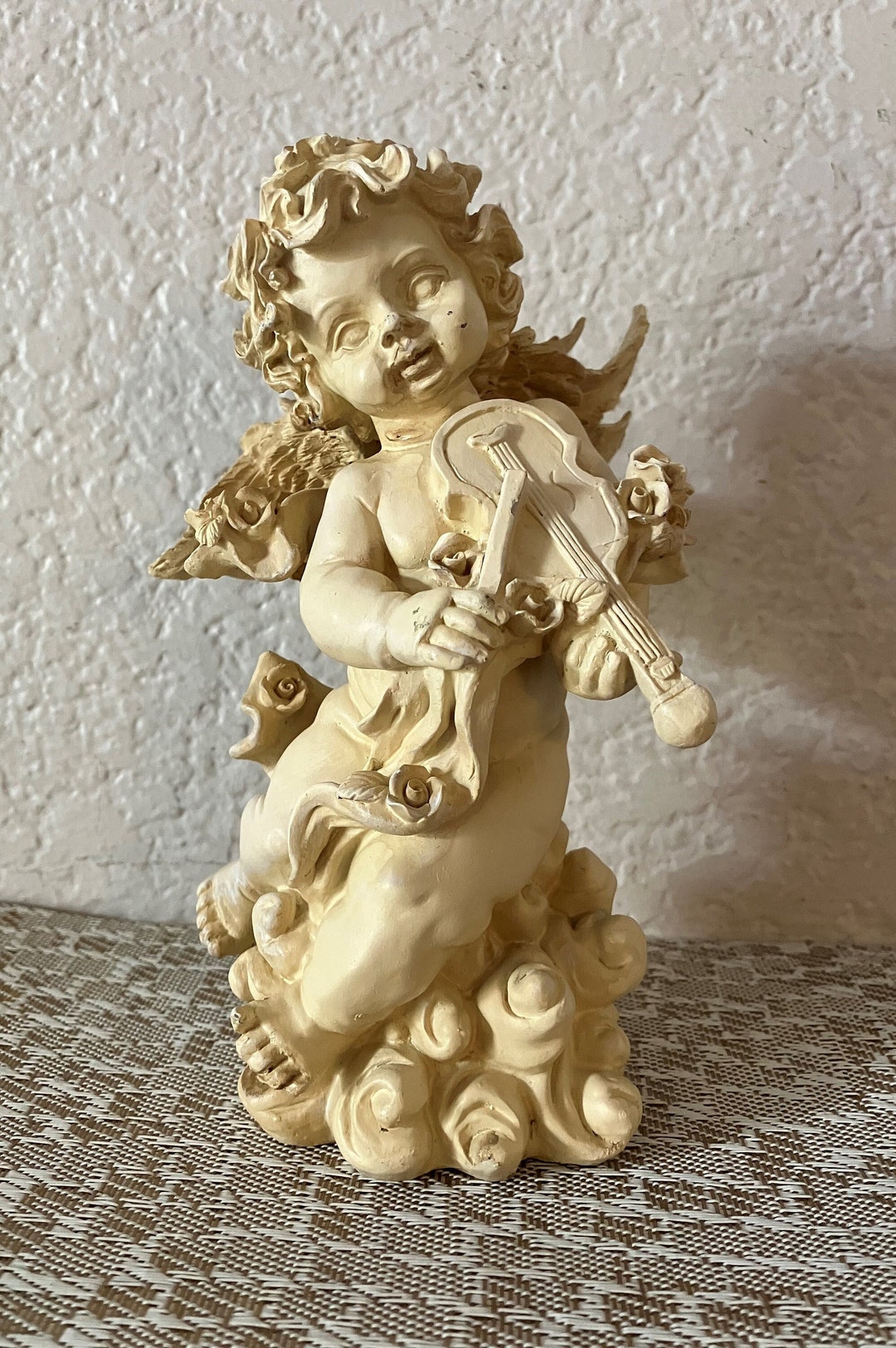 Vintage Violin Playing Chubby Angel Figurine/beautiful Handmade Angel ...