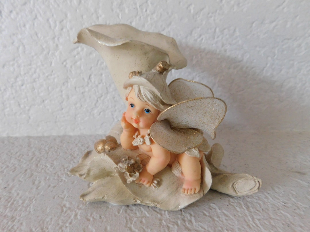 Vintage Ceramic Tinkerbell Figurine/flowers Wings Tinkerbell Figurine ...