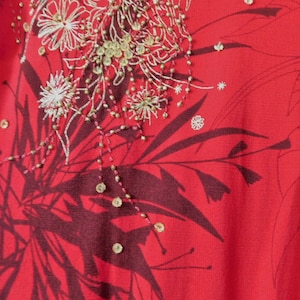 Cecilia Benetti Size M Red Knit Top/red Gold Embellished Beads Red Knit ...