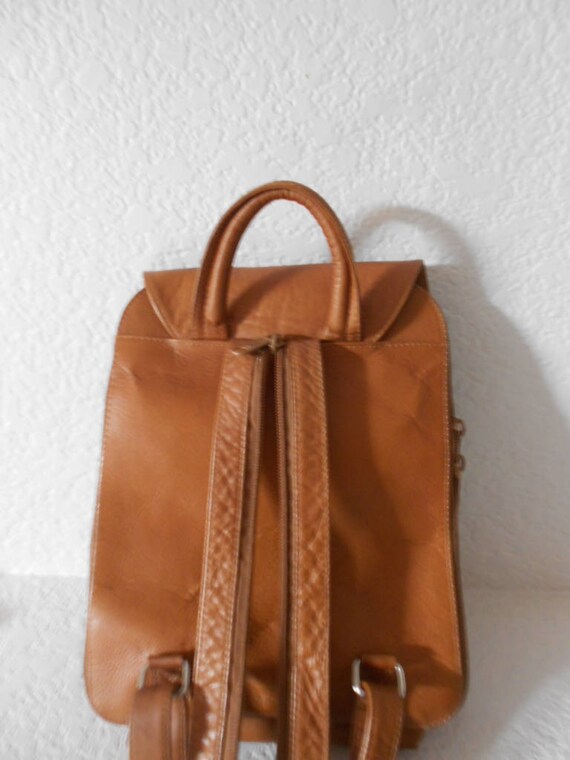 TAN Leather backpack/messenger organizer tan backpack… - Gem